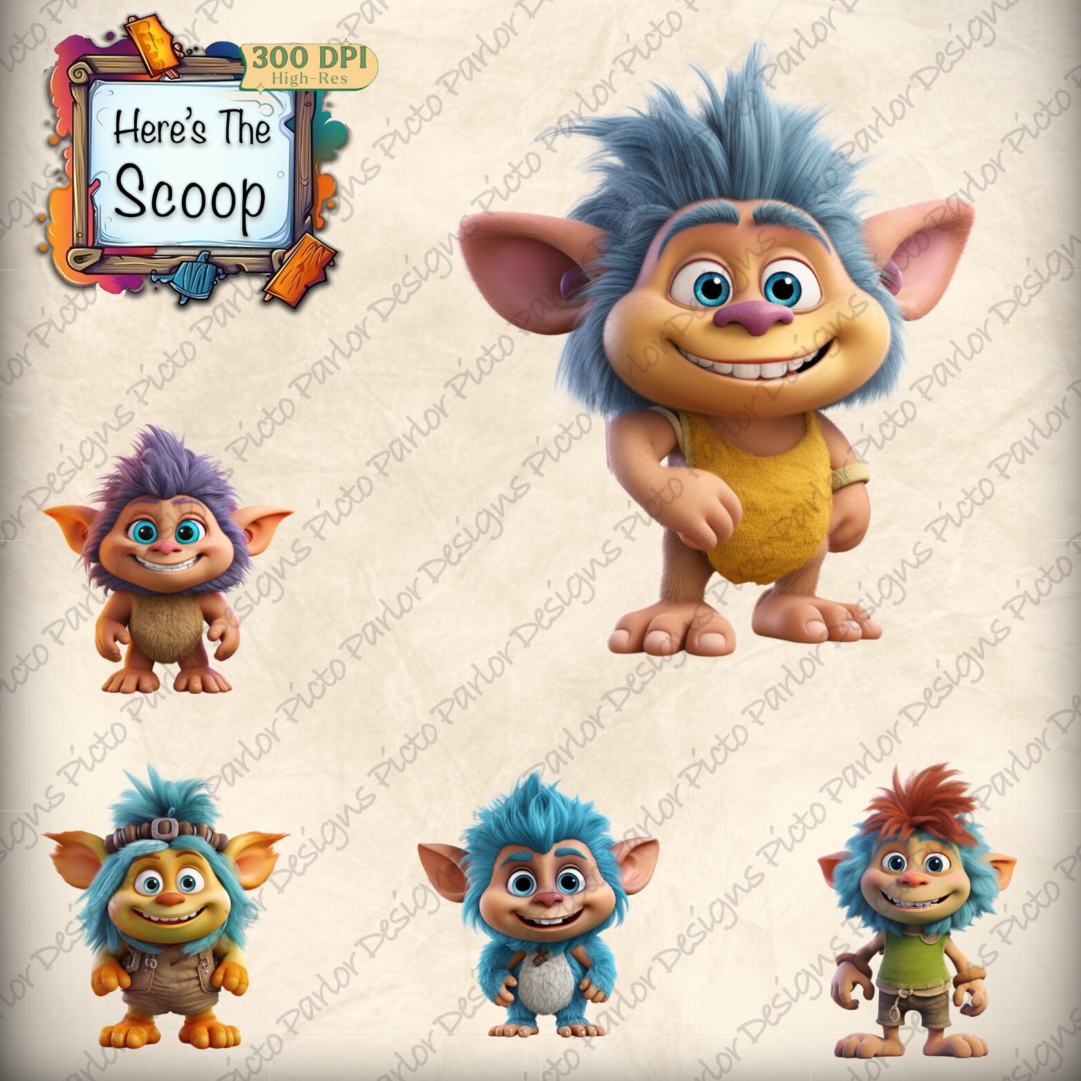 Cute Troll Clipart Bundle: PNG & SVG Troll Clipart Cartoon Clipart ...
