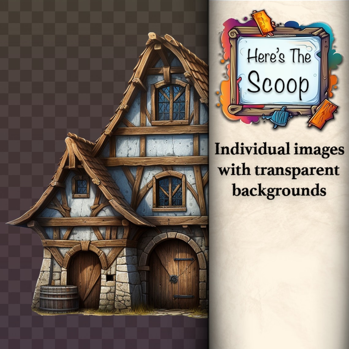 Medieval Barn Clipart Bundle: PNG & SVG Medieval Clipart Barn Clipart ...