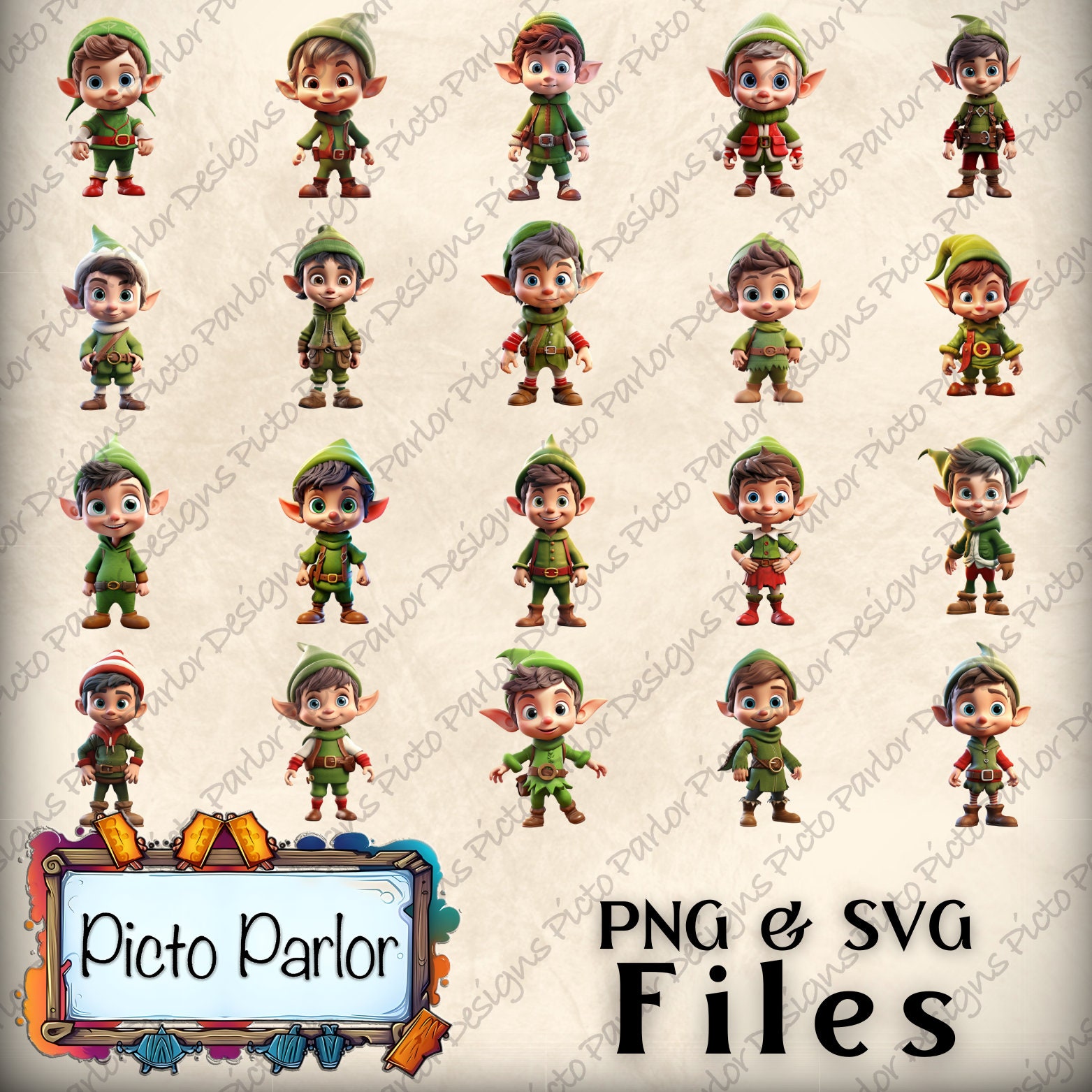 Cartoon Elves Clipart Bundle: PNG & SVG Elf Clipart Christmas Clipart ...