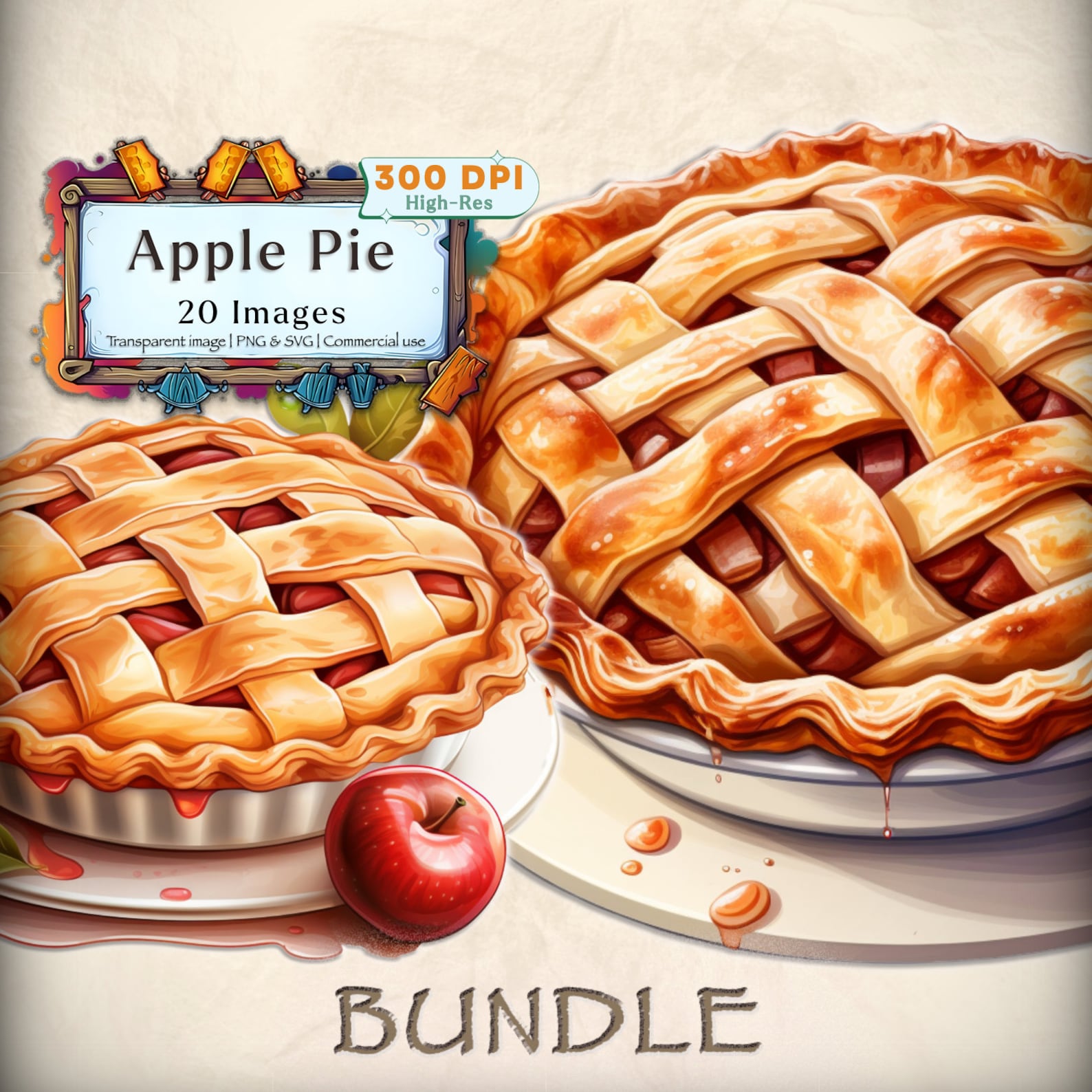 Apple Pie Clipart Bundle: PNG & SVG Food Clipart Pie Clipart Apple ...