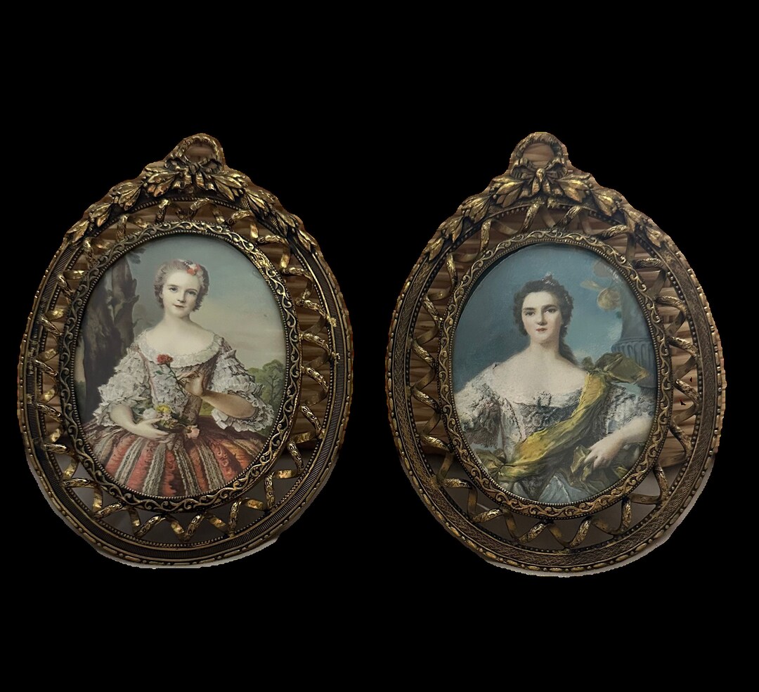 Vintage Portraits of French Princesses and Sisters in Ornate Brass ...