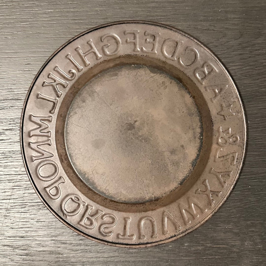 Antique Child’s Alphabet Tin Plate Copper Coloured Color Vintage ...