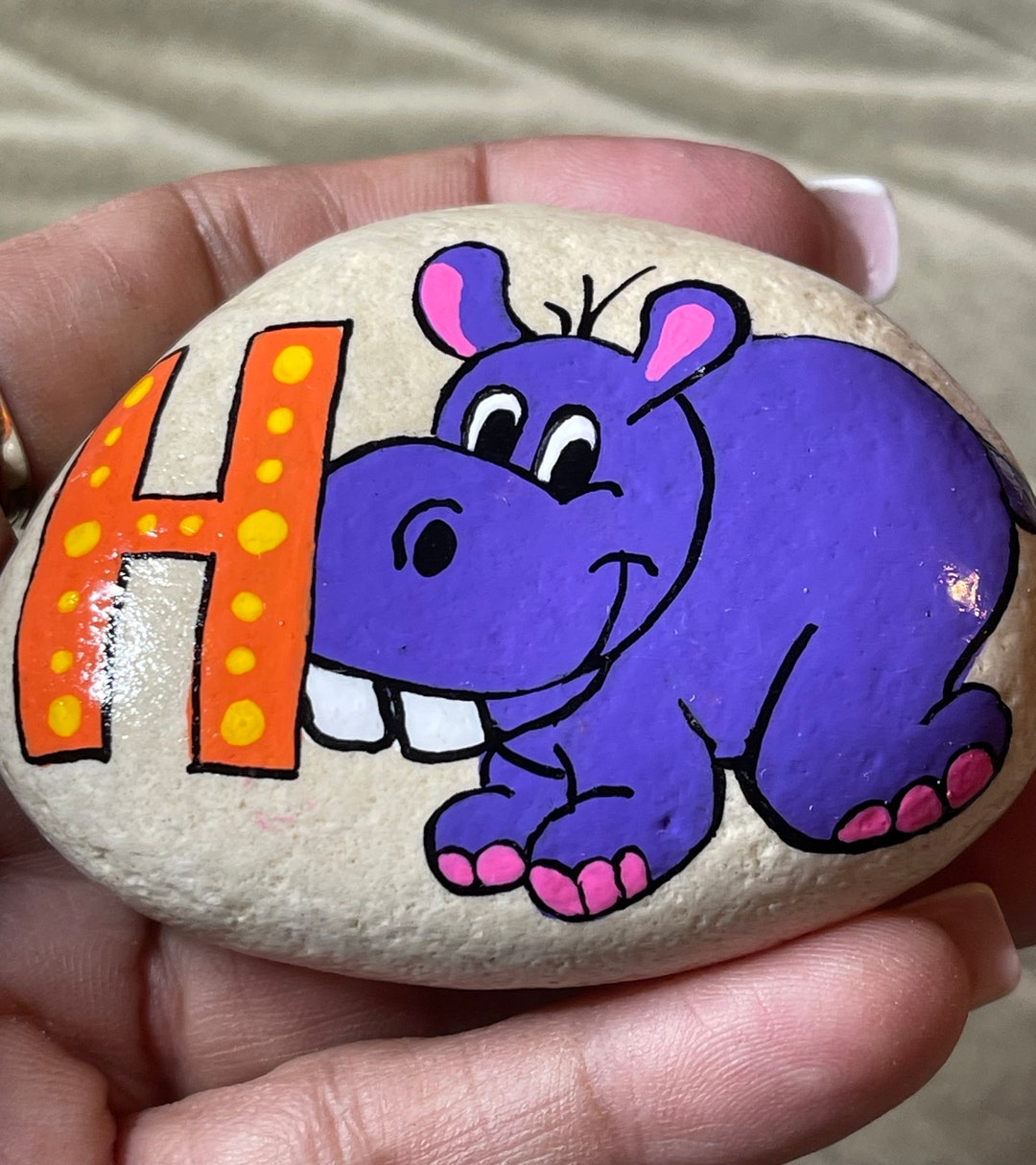 Abcs - Letter ‘H’ - H is for Hippo Alphabet Learning Rocks - Etsy
