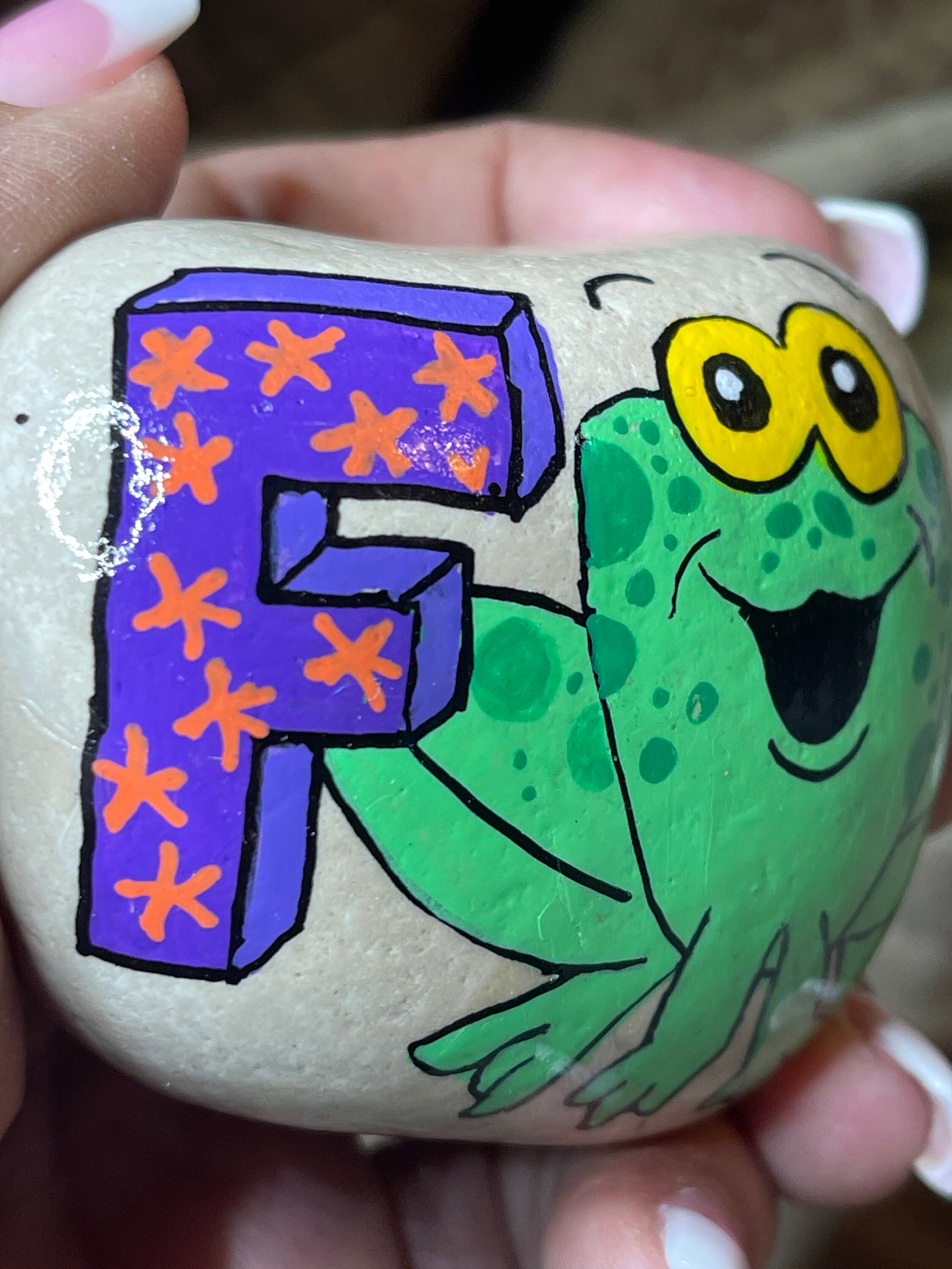 Abcs - Letter ‘F’ - ‘F’ is for Frog Alphabet Learning Rock. - Etsy