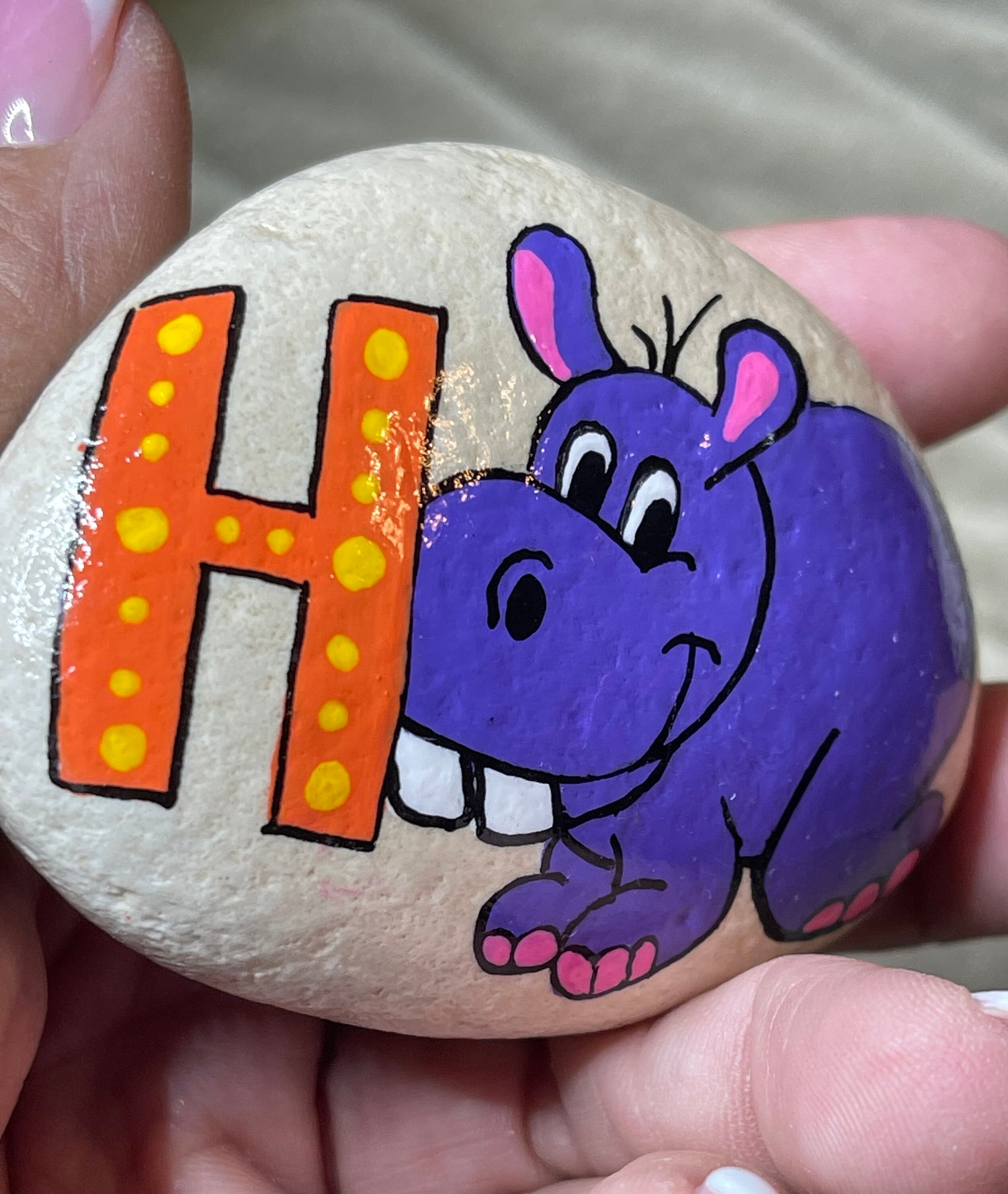 Abcs - Letter ‘H’ - H is for Hippo Alphabet Learning Rocks - Etsy