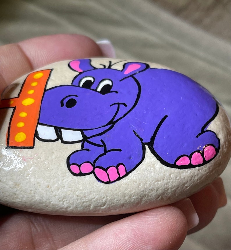 Abcs - Letter ‘H’ - H is for Hippo Alphabet Learning Rocks - Etsy