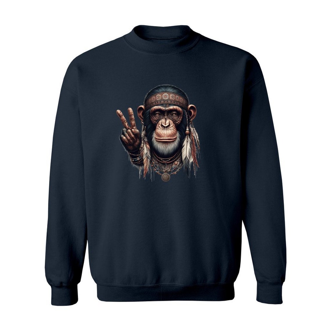 Boho Monkey Sweatshirt Unique Handmade Design Women's - Etsy