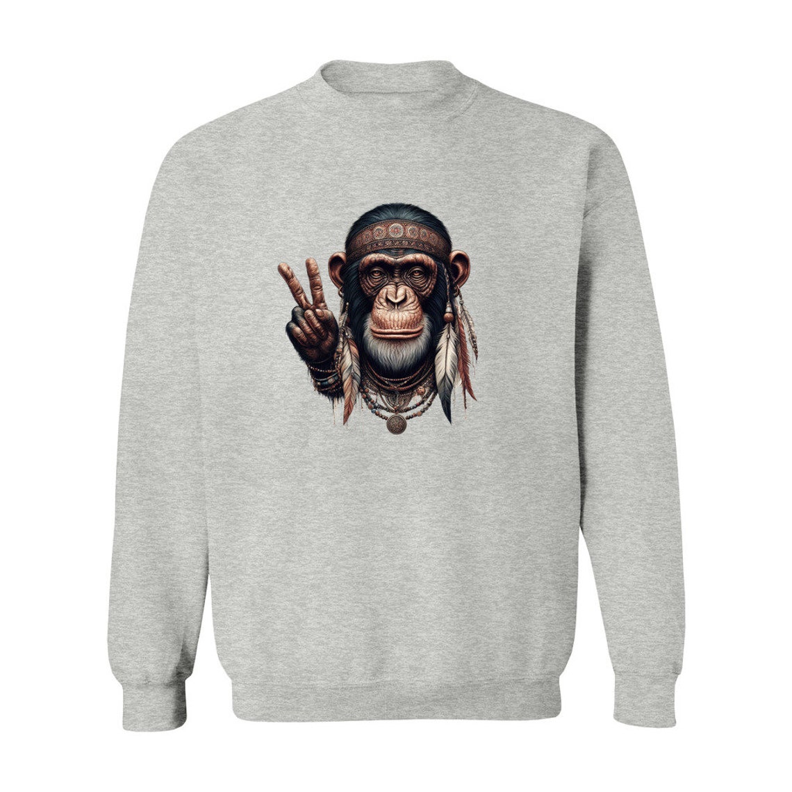 Boho Monkey Sweatshirt Unique Handmade Design Women's - Etsy