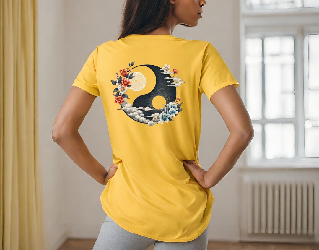 Yin Yang Tshirt, Back Print Yin Yang Tee, Positive Energy Tee ...
