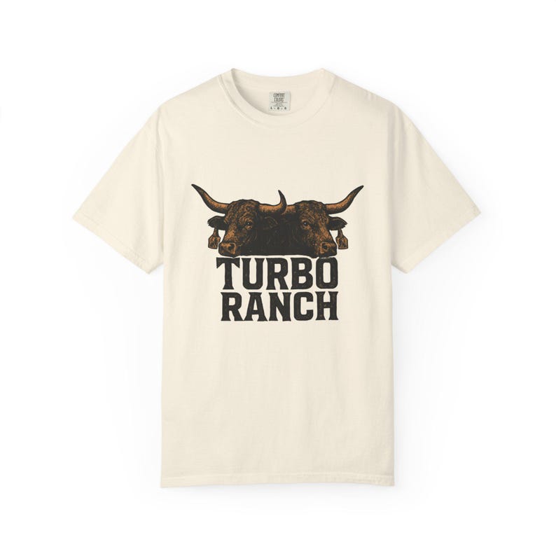 Turbo Ranch Longhorn Cows Unisex Garment-dyed T-shirt, Rugged Western ...