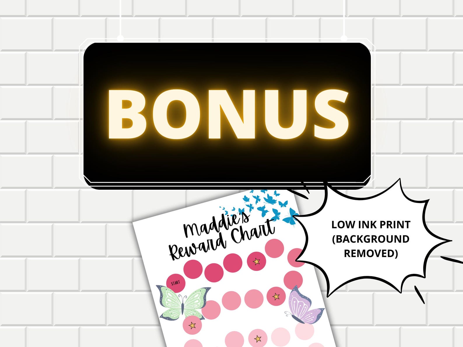 Butterfly Reward Chart Printable | Customisable Pink Potty Training ...