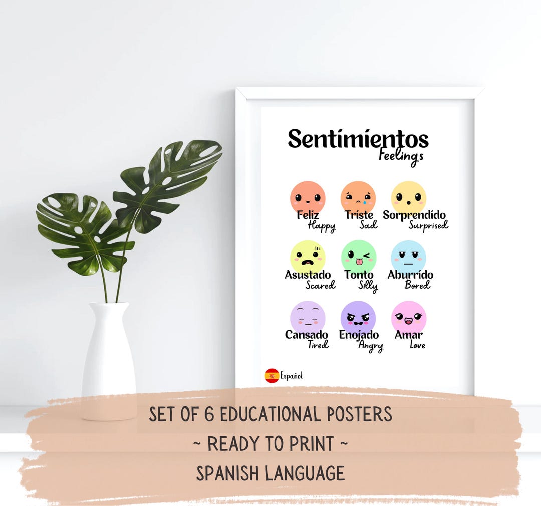 Set of 6 Bilingual Spanish Educational Posters | Printable Wall Art for ...