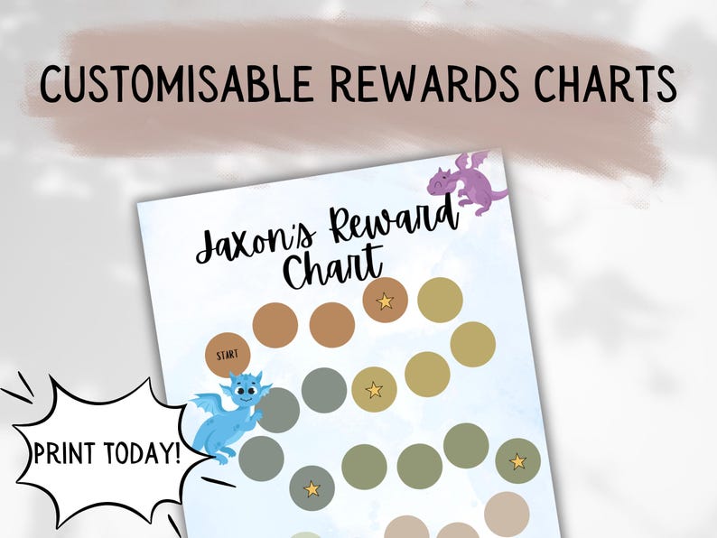 Dragon Reward Chart Printable | Customisable Potty Training Chart ...