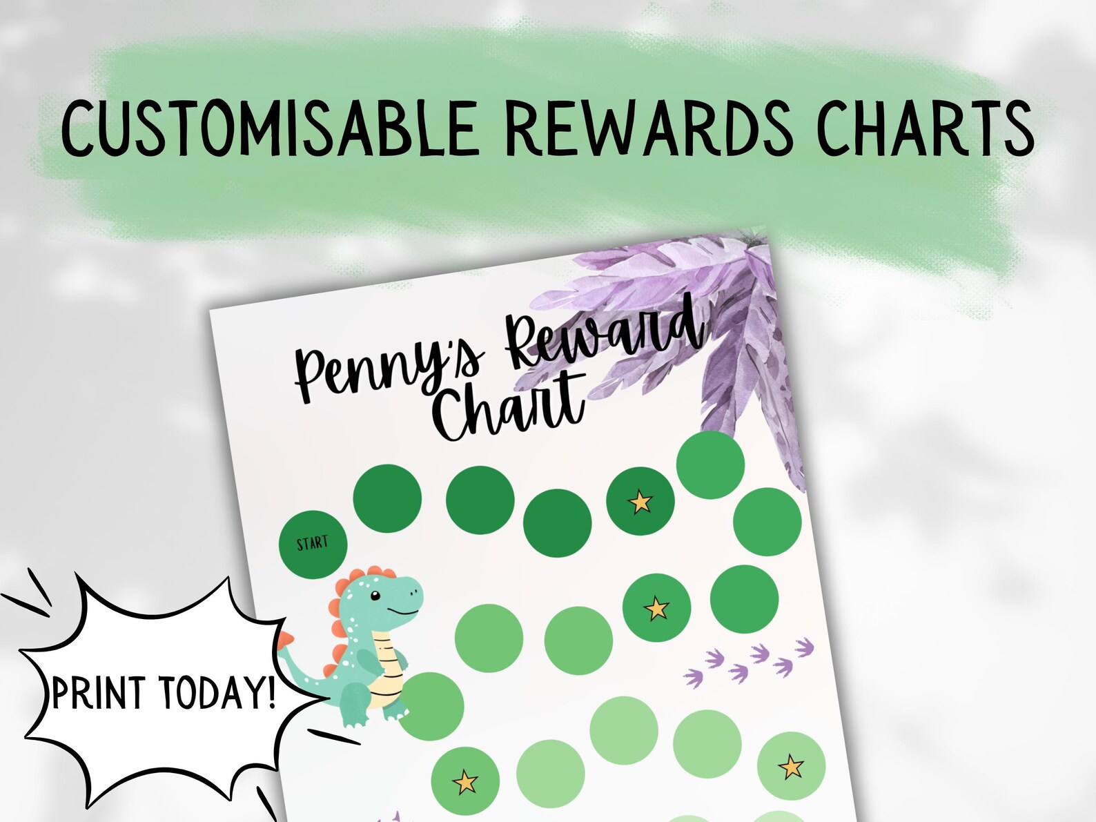 Dinosaur Reward Chart Printable | Customisable Dino Potty Training ...