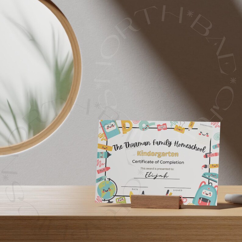 Editable Homeschool Certificate of Completion, Cartoon School Supplies ...