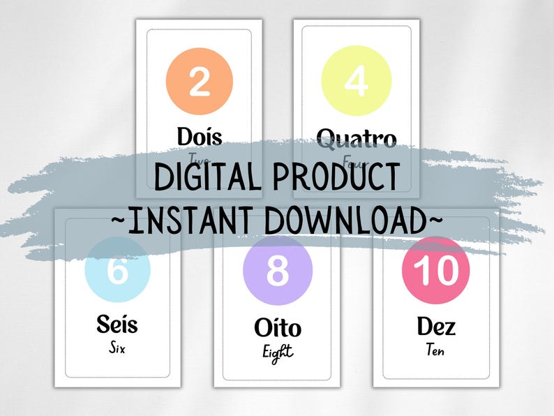 Portuguese Language Printable Counting Flashcards for Kids | Numbers 1 ...