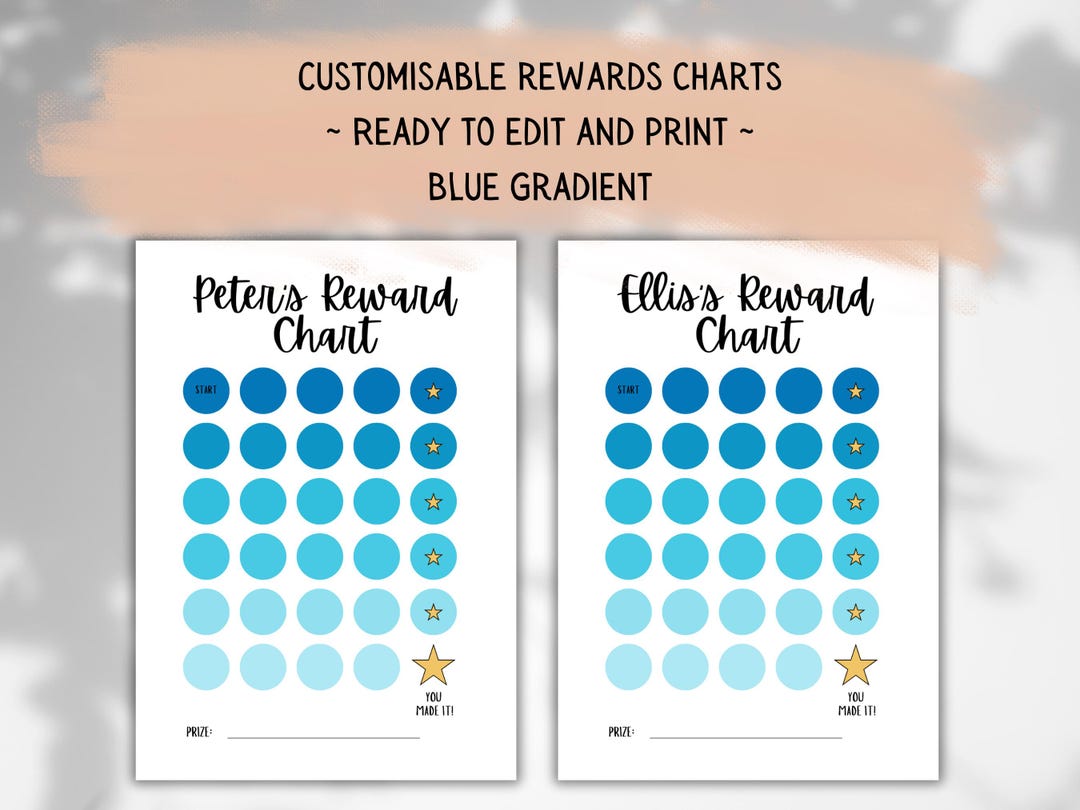 Customisable Rewards Chart | Blue Gradient Edition | Instant Download ...