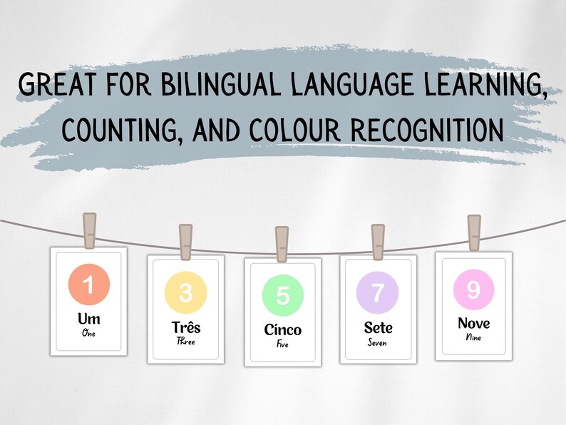 Portuguese Language Printable Counting Flashcards for Kids | Numbers 1 ...