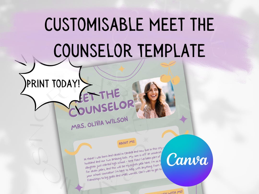 Editable Meet the Counselor Template Bundle, 8 Unique Color Palettes ...
