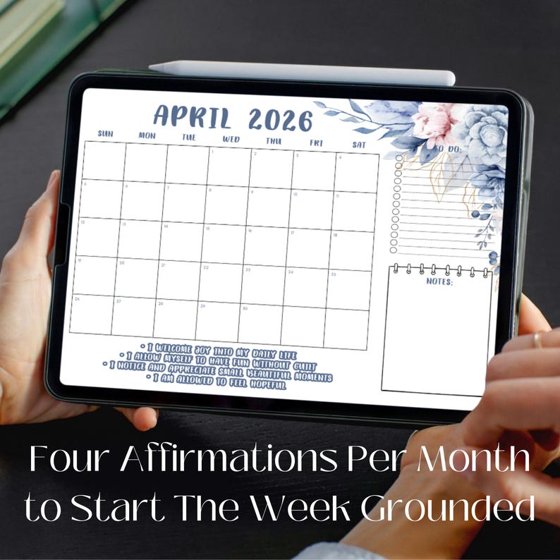 April 2026 Affirmations Calendar, Editable Printable Planner PDF, Kids ...