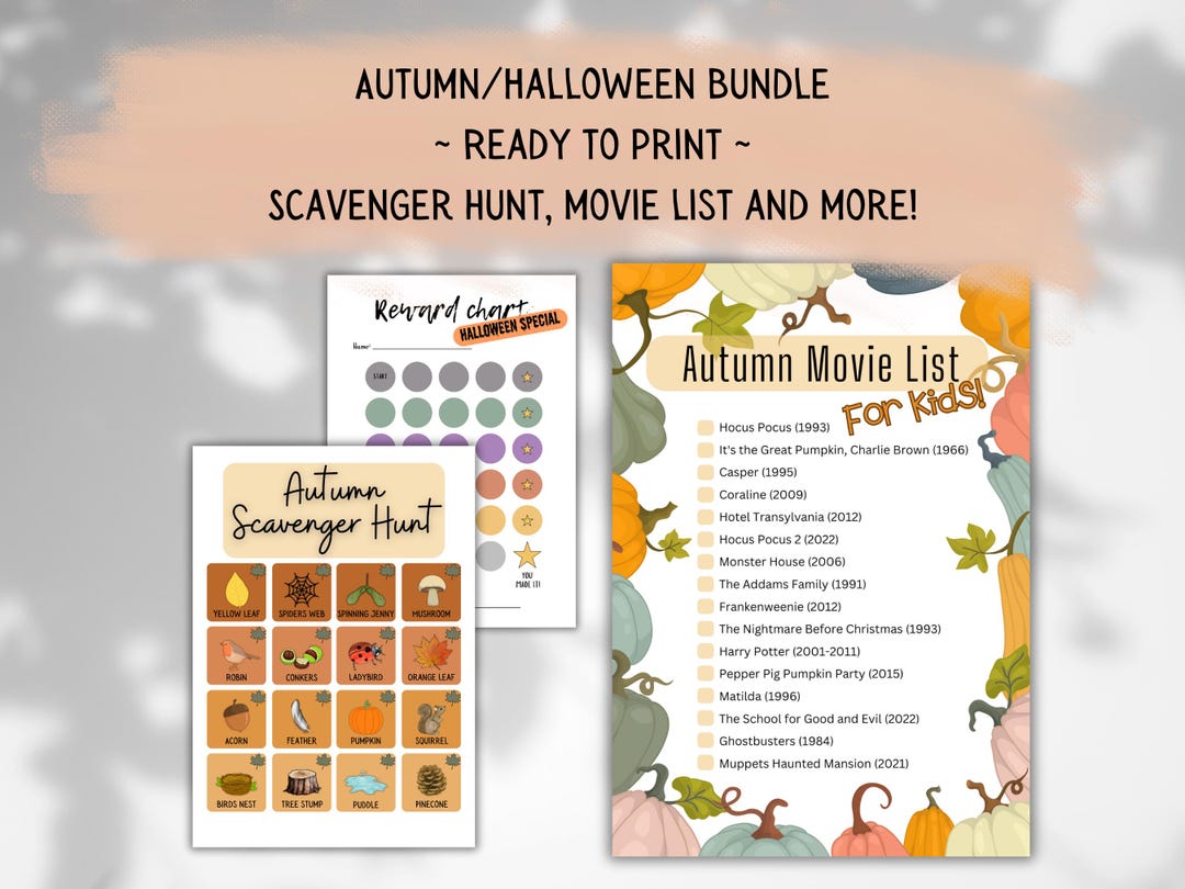 Printable Autumn/fall/halloween Bundle for Kids | Activities - Rewards ...