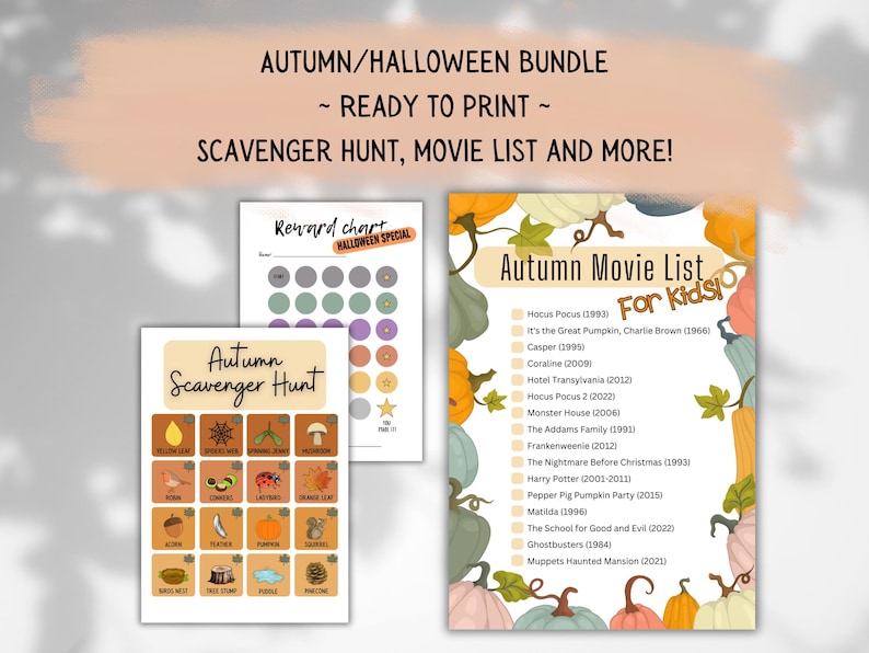 Printable Autumn/fall/halloween Bundle for Kids | Activities - Rewards ...