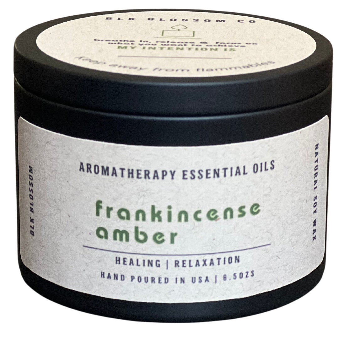Frankincense Amber Candle Natural Soy Wax 100% Essential Oils ...