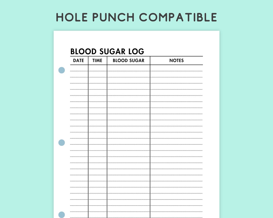Blood Sugar Log Template, Diabetes Blood Sugar Chart, Blood Glucose ...