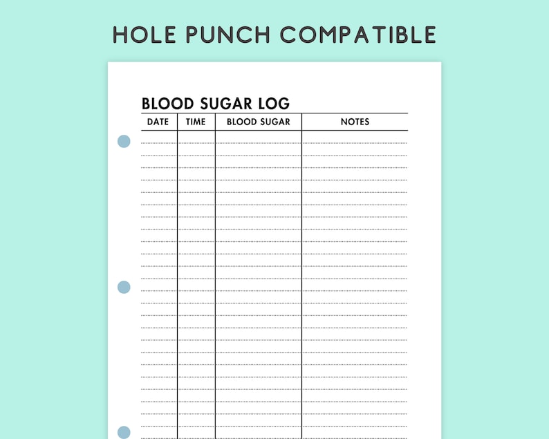 Blood Sugar Log Template, Diabetes Blood Sugar Chart, Blood Glucose ...