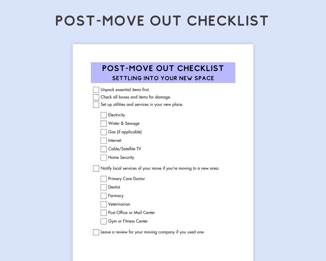 Moving Checklist Planner Printable, New Home Moving Essentials List ...
