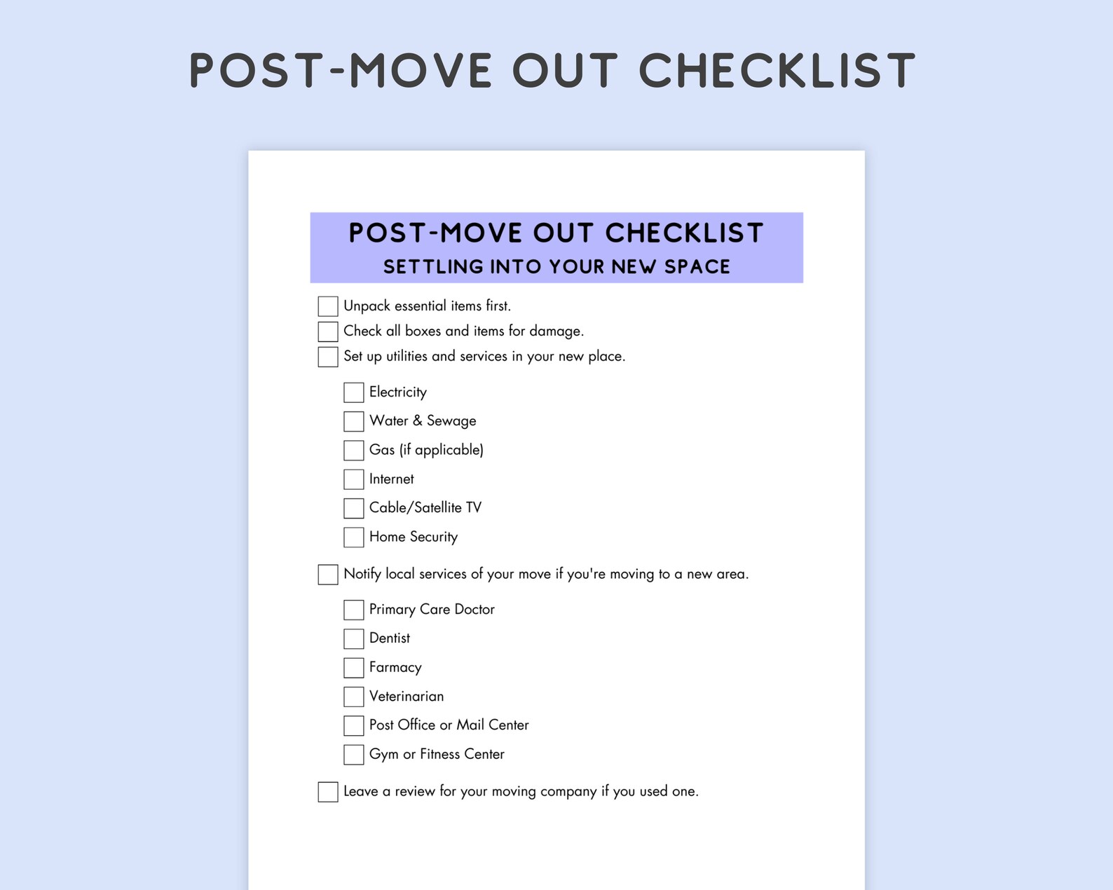 Moving Checklist Planner Printable, New Home Moving Essentials List ...