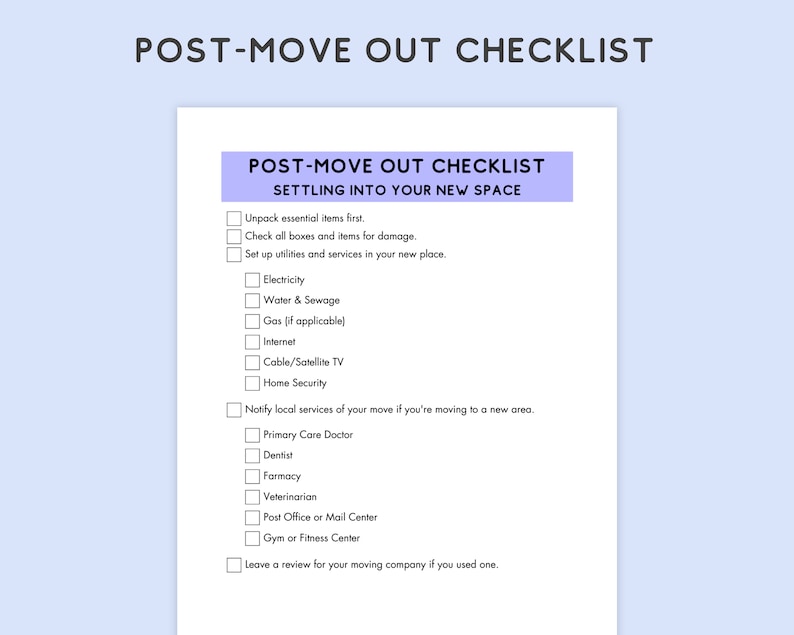 Moving Checklist Planner Printable, New Home Moving Essentials List ...
