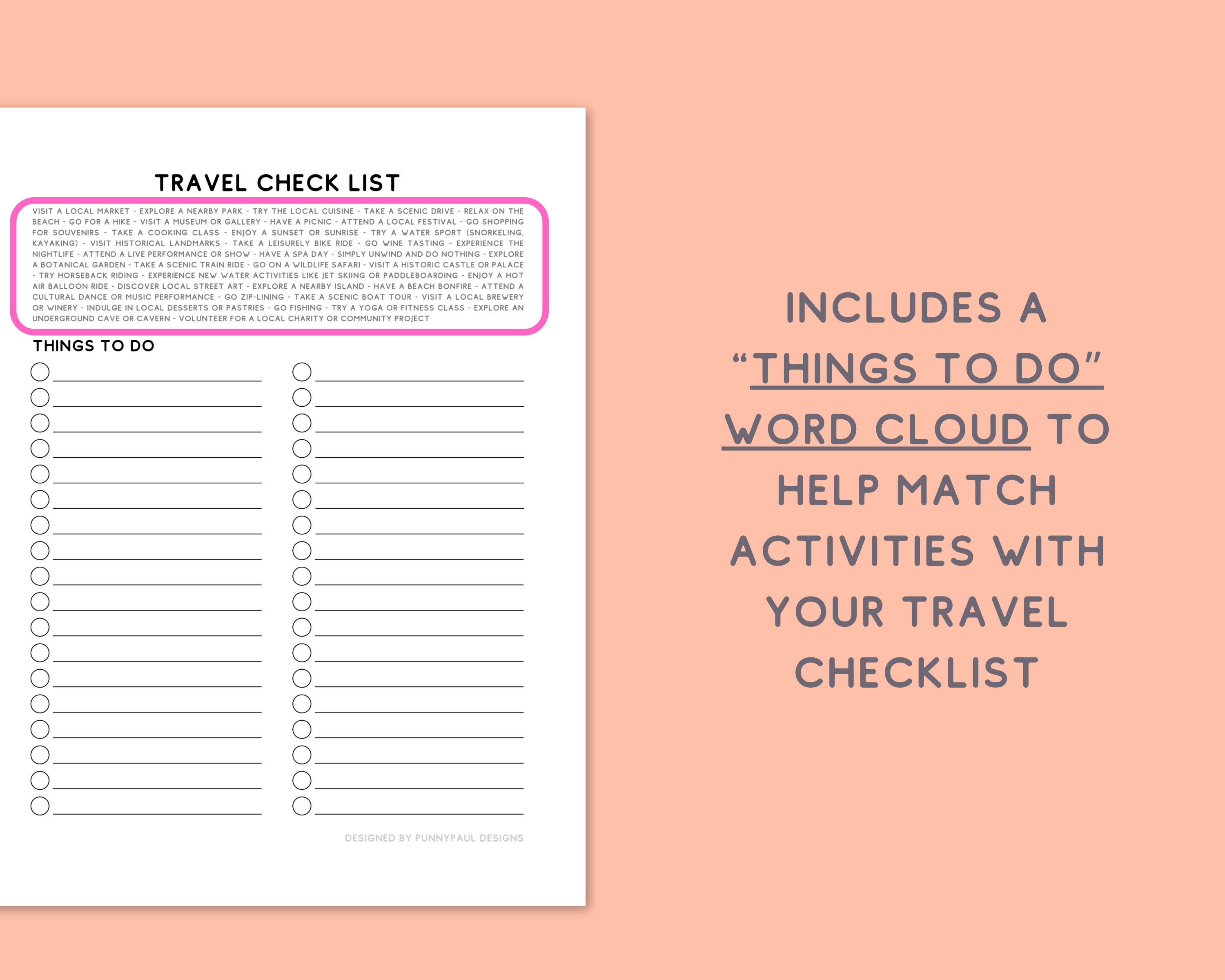 Travel Checklist Fillable, Travel Packing List, Minimalist Travel Plan ...