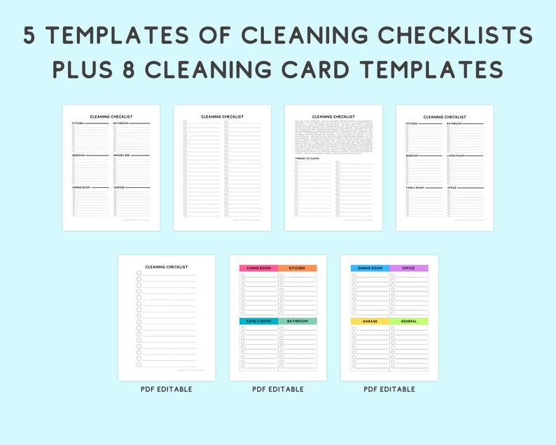 Cleaning Planner Printable, Cleaning Checklist Editable, House Bedroom ...