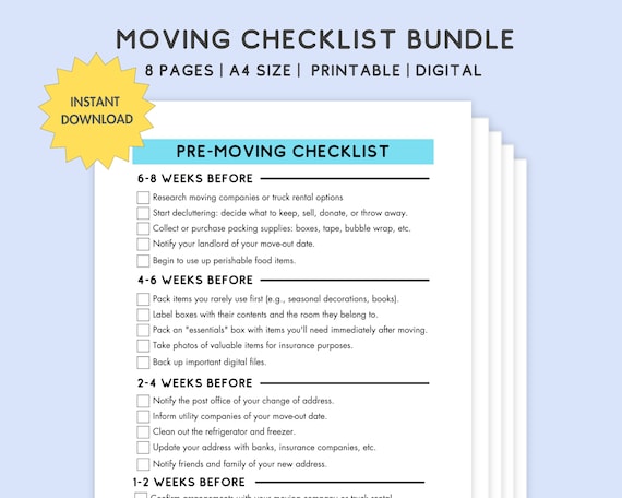 Moving Checklist Planner Moving Checklist Template 20+ Word, Excel,
