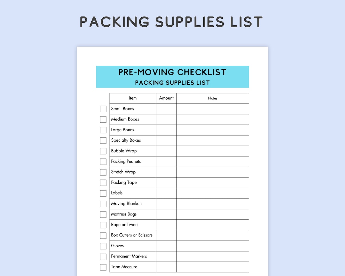 Moving Checklist Planner Printable, New Home Moving Essentials List ...