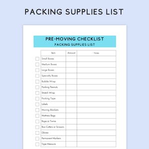 Moving Checklist Planner Printable, New Home Moving Essentials List ...