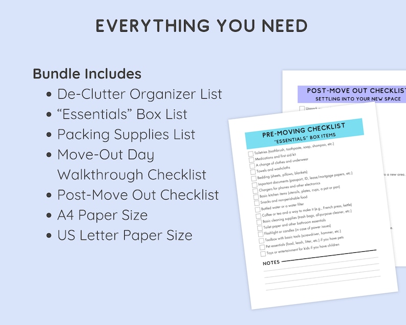 Moving Checklist Planner Printable, New Home Moving Essentials List ...