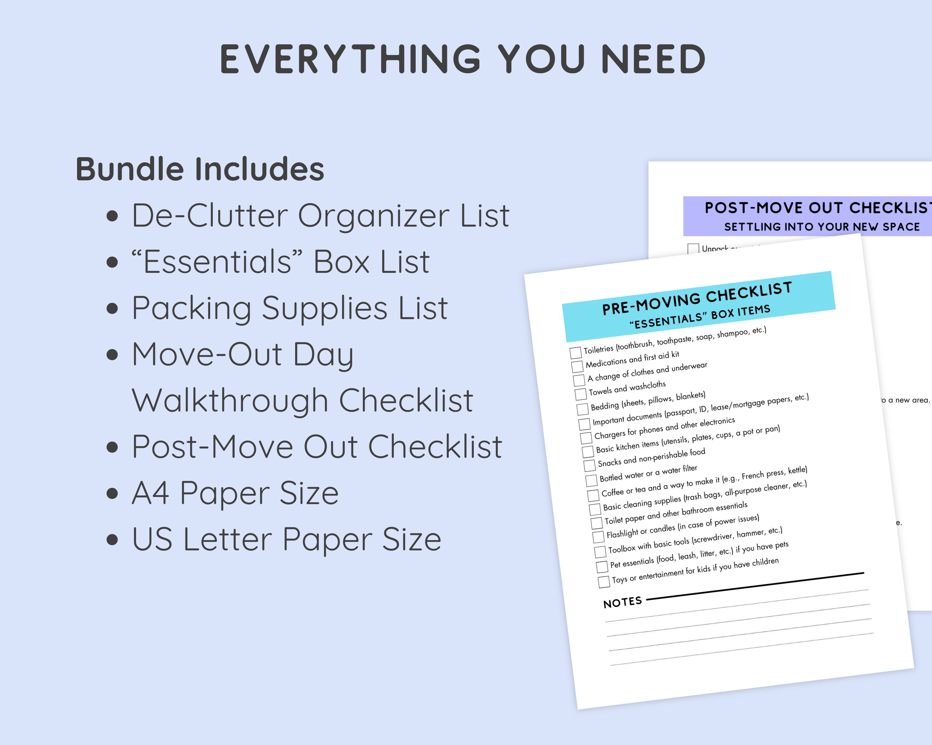 Moving Checklist Planner Printable, New Home Moving Essentials List ...