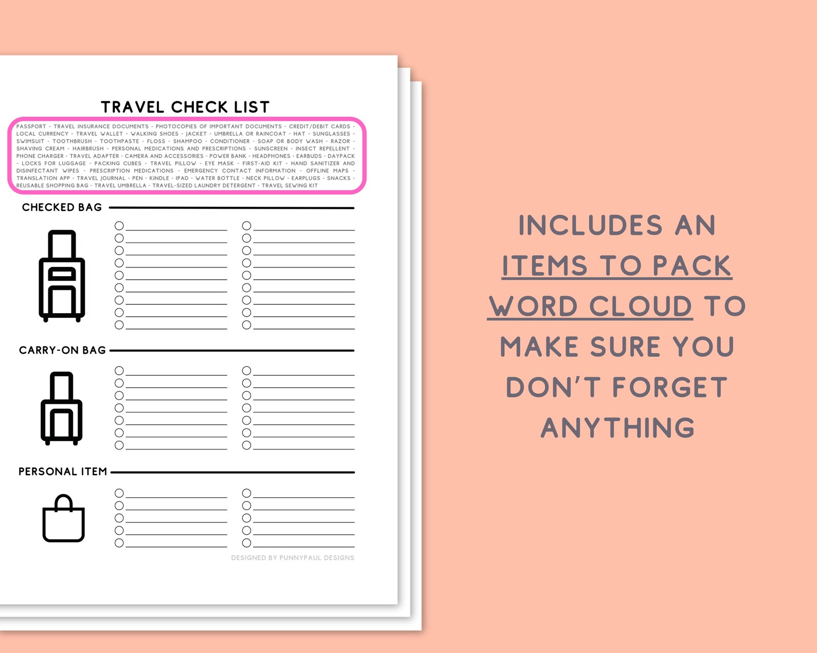 Vacation Trip Planner Digital Printable, Vacation Packing Checklist, to ...