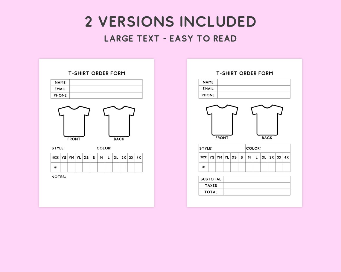 Tshirt Order Form Template Editable Canva, Shirt Clothing Order Forms ...