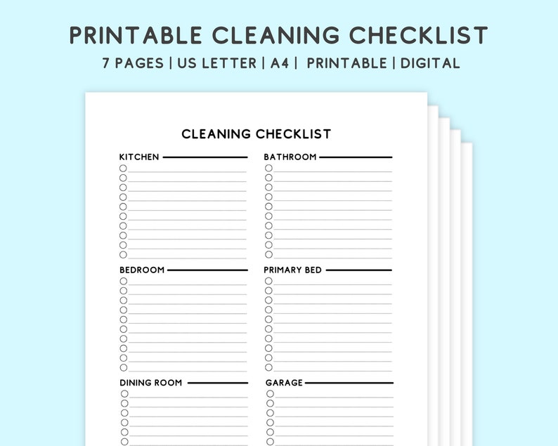 Cleaning Planner Printable, Cleaning Checklist Editable, House Bedroom ...