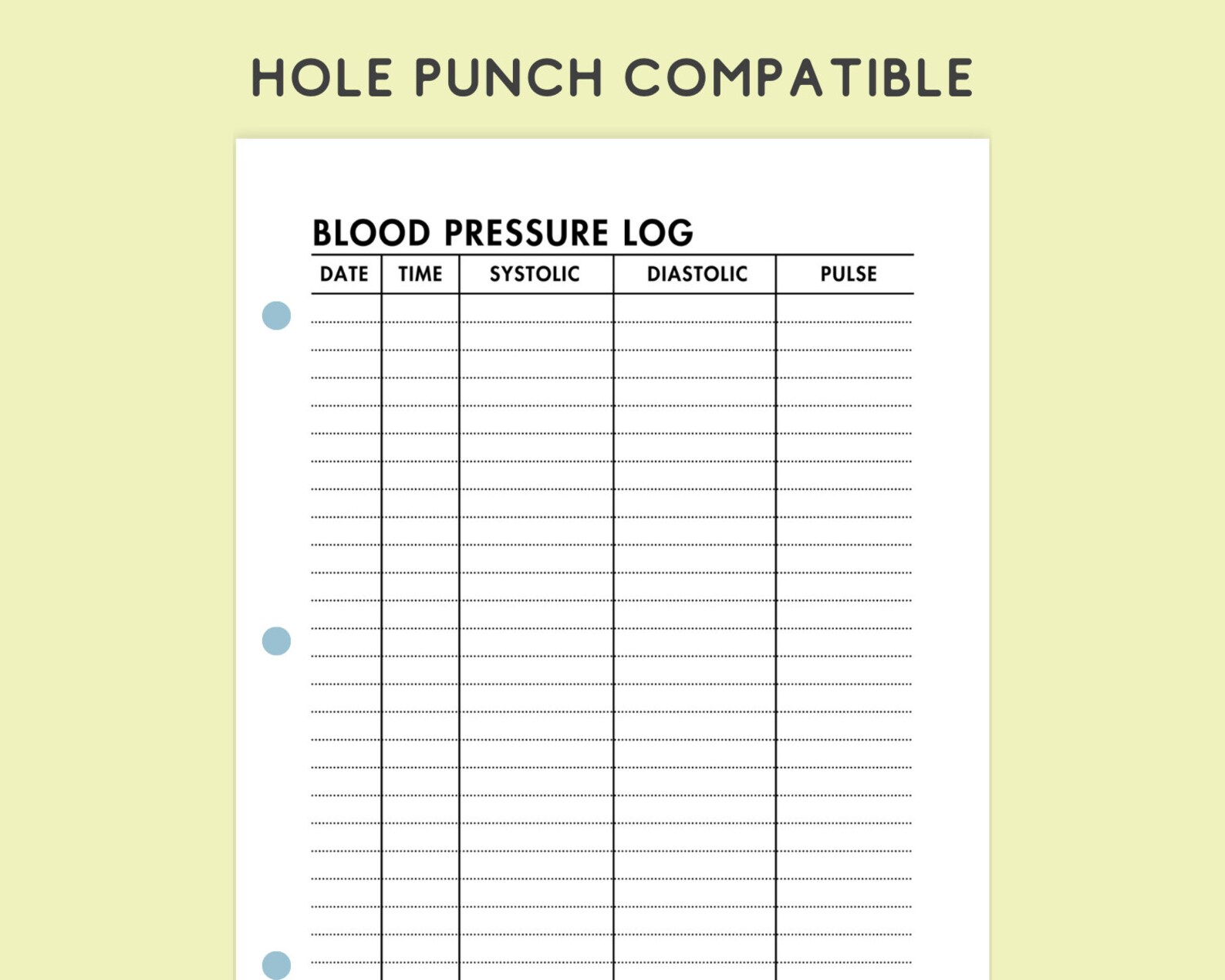 Blood Pressure Log Printable, BP Log Digital, Medical Tracker Chart ...