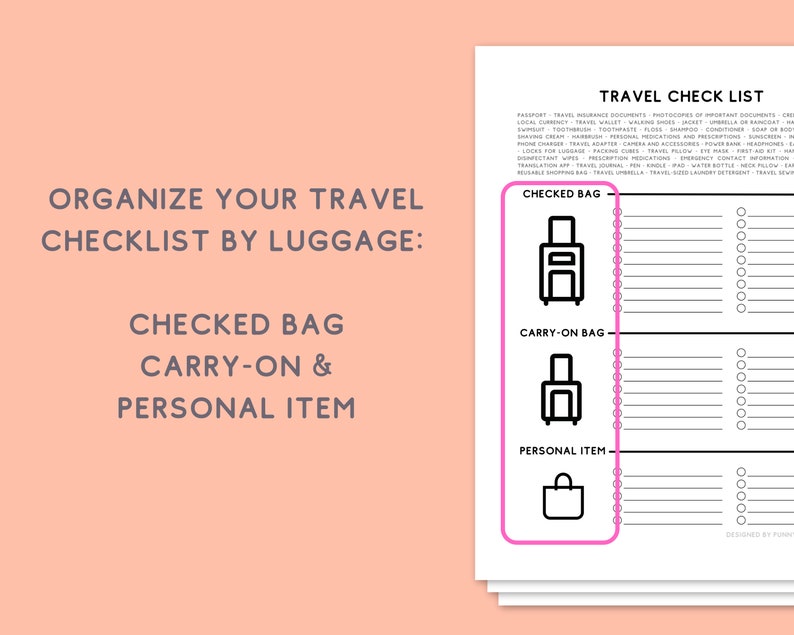 Travel Checklist Fillable, Travel Packing List, Minimalist Travel Plan ...