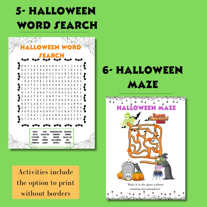 Printable Halloween Activity Sheets Bundle, Printable Kids Halloween ...
