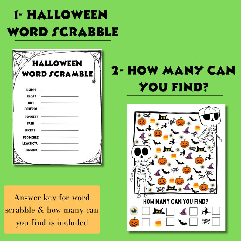 Printable Halloween Activity Sheets Bundle, Printable Kids Halloween ...