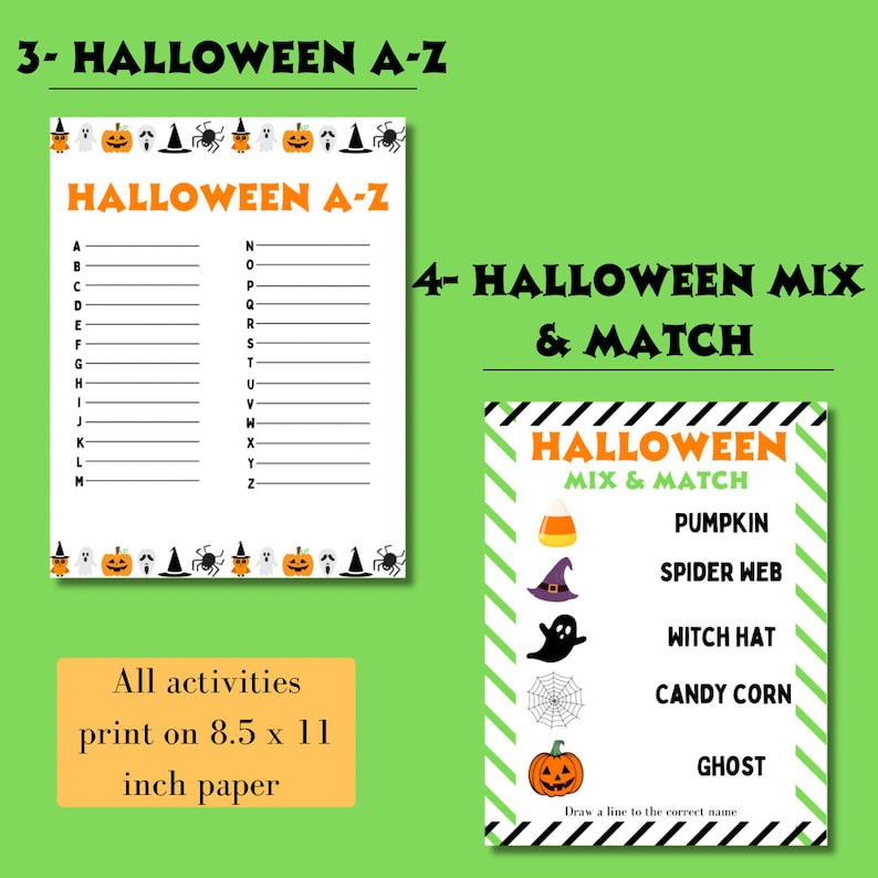 Printable Halloween Activity Sheets Bundle, Printable Kids Halloween ...