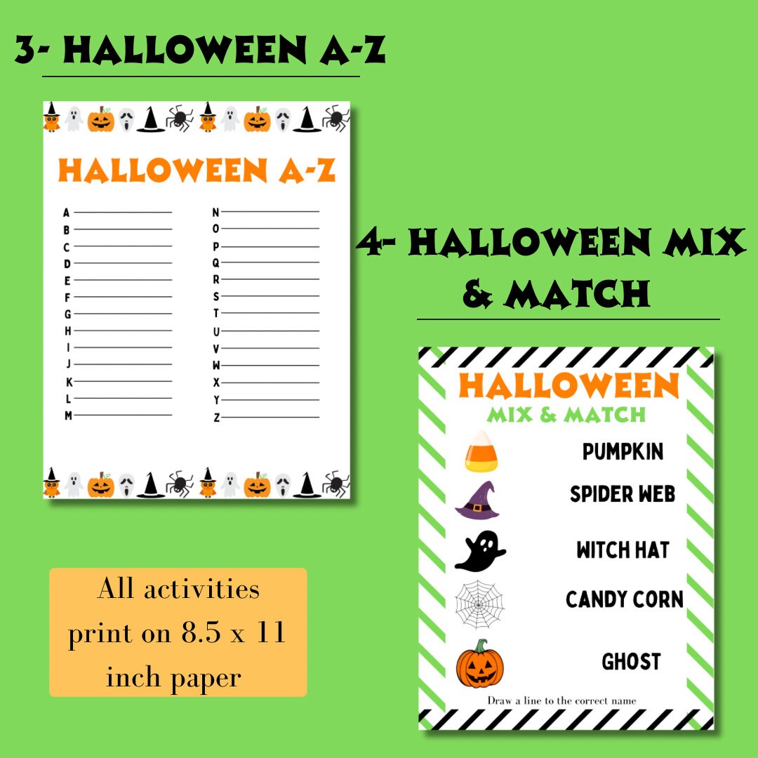 Printable Halloween Activity Sheets Bundle, Printable Kids Halloween ...