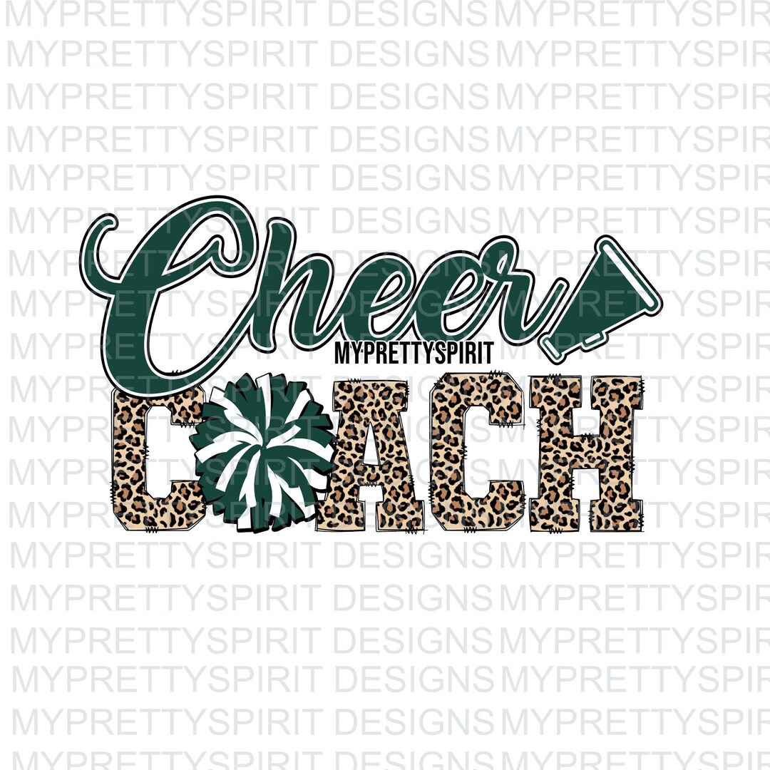 Cheer Coach Dark Green and Cheetah PNG - Etsy