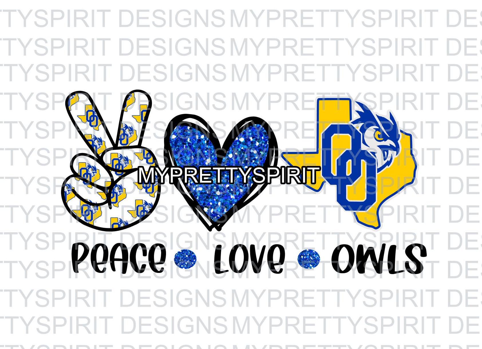 Peace Love Odem Owls PNG - Etsy